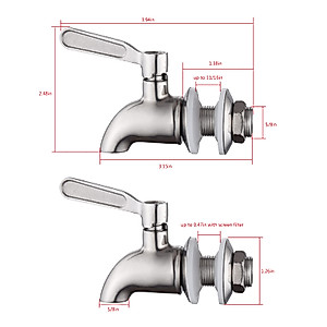 Ceaeso Beverage spigot beverage dispenser spigot replacement glass jar and beverage dispenser stainless steel spigot, stainless steel faucet for lead-free water dispenser, fits 5/8 inch opening.