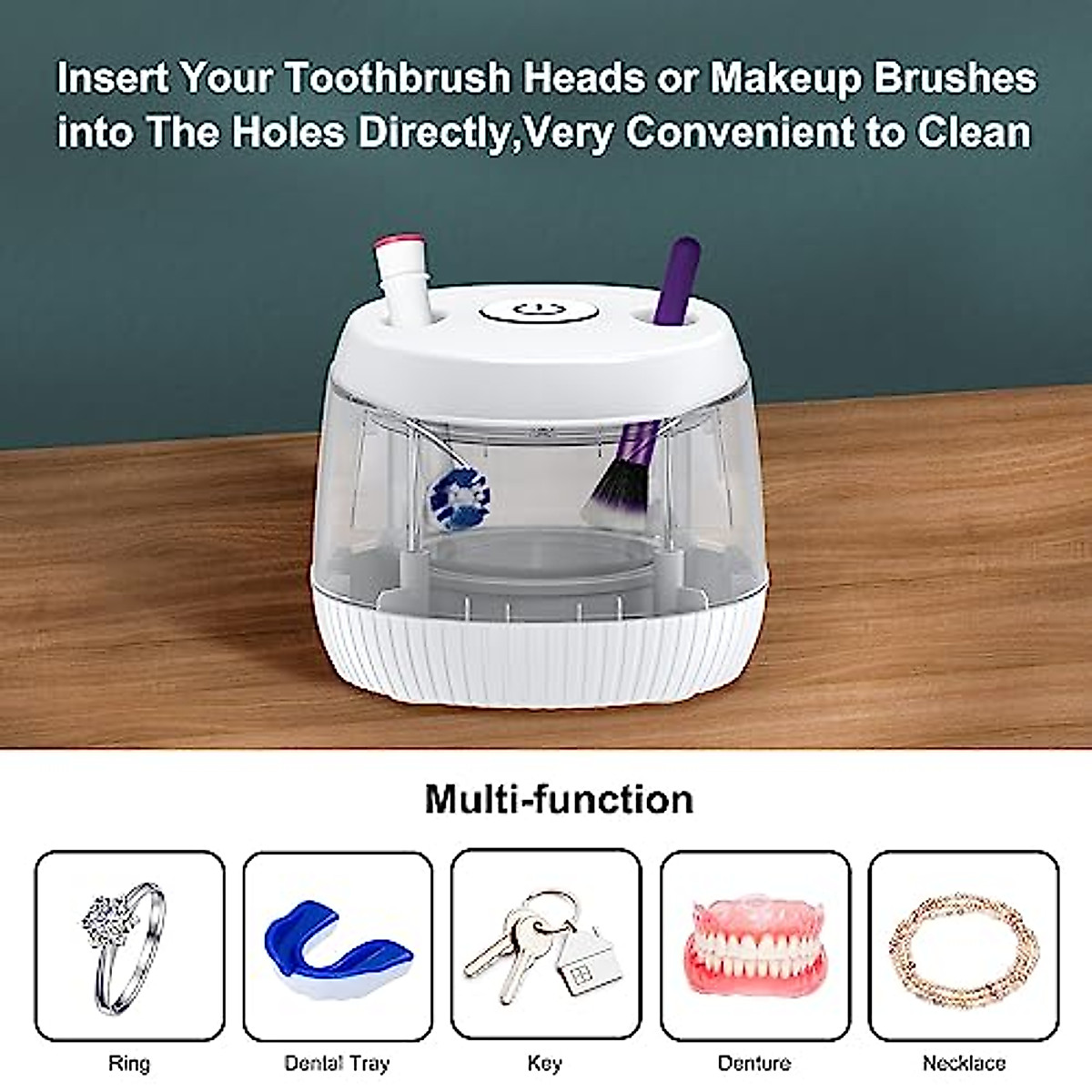Ultrasonic U-V Cleaner for Dentures, Retainer, Mouth Guard, Aligner, Whitening Trays, Toothbrush Head, 45kHz Ultrasonic Jewelry Cleaner, 200ML Ultrasonic Retainer Cleaner Machine at-Home or Travel Use