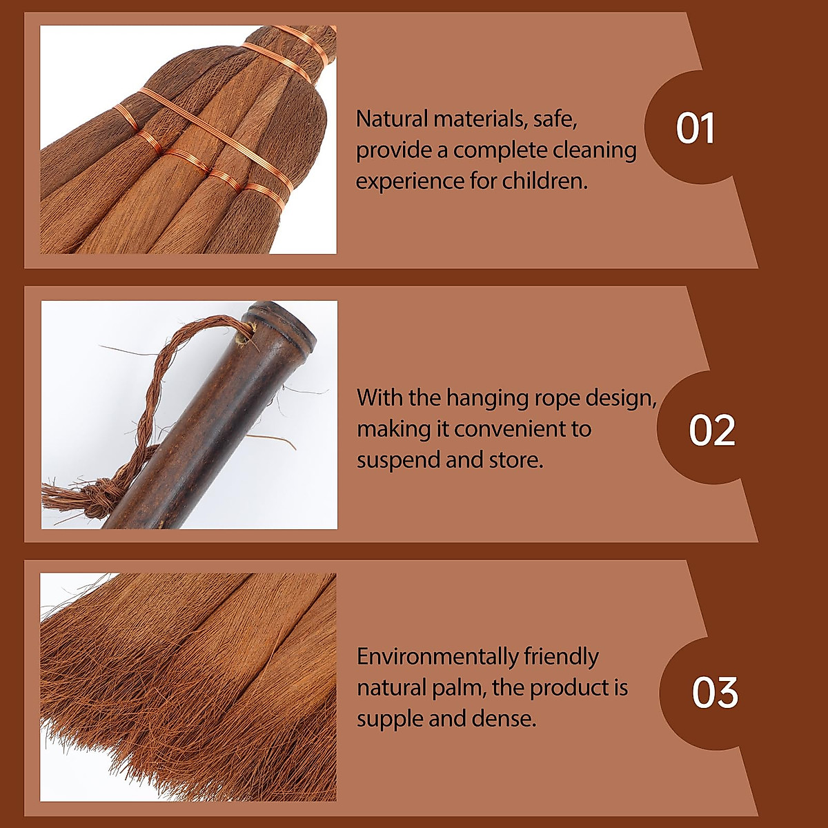 Operitacx Retro Asian Straw Broom Small Natural Flower Grass Broom Whisk Broom Kid Sweeping Cleaning Broom for Home Kitchen Bedroom 6.2(W) x23.1(L) inch