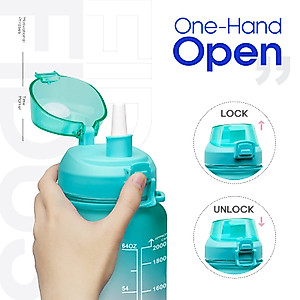 Fidus Large Half Gallon/64oz Motivational Water Bottle with Time Marker & Straw,Leakproof Tritan BPA Free Water Jug,Ensure You Drink Enough Water Daily for Fitness,Gym and Outdoor Sports