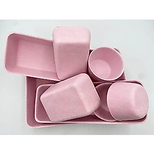 Ruimou Desk Drawer Organizer, felt Drawer Organizers Foldable Drawer Dividers Separators Storage Container for Makeup, Jewelries, Utensils in Bedroom Dresser, Office and Kitchen(8pcs/Set) (Pink)