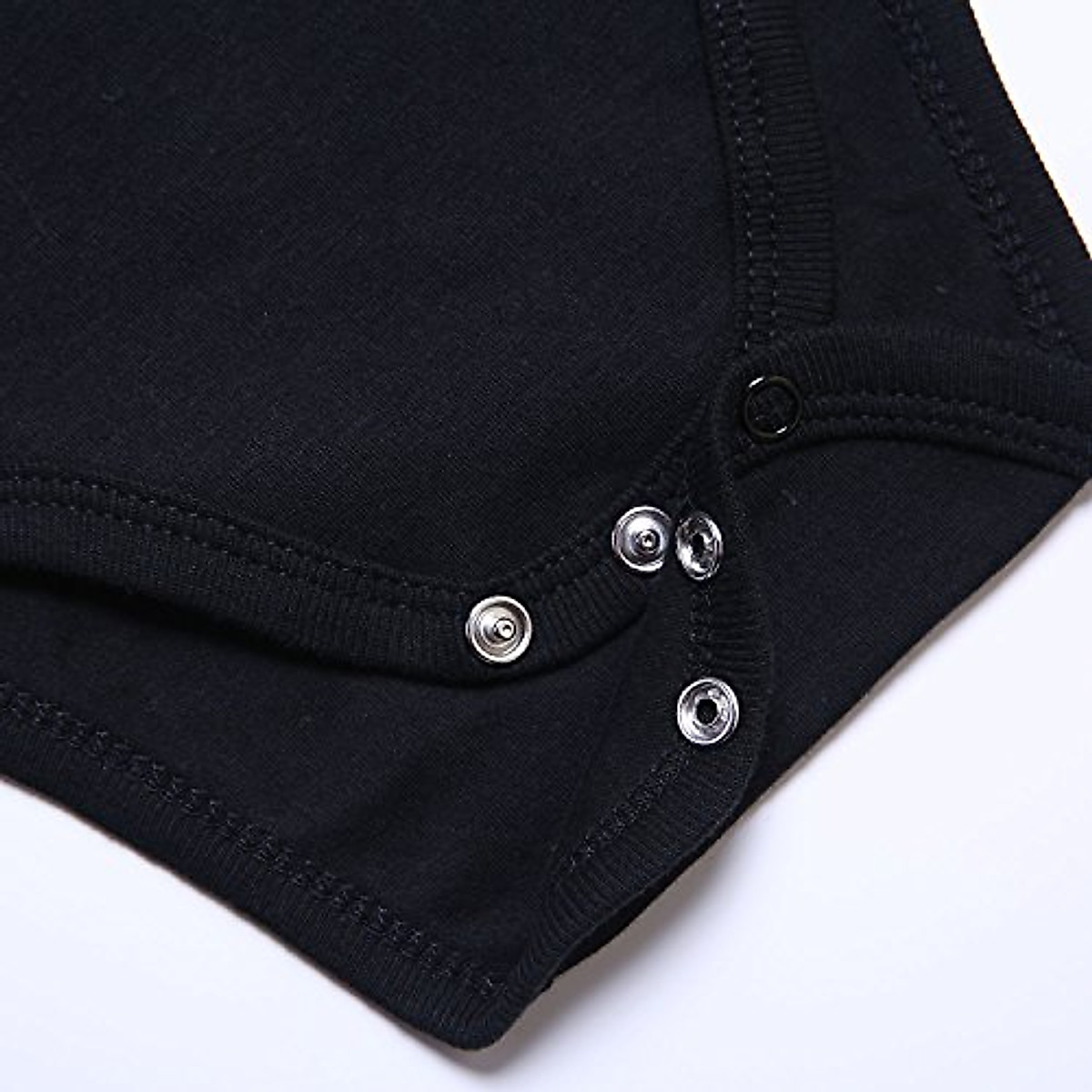 ROMPERINBOX Unisex Solid Black Baby Bodysuit 0-24 Months Multi-packs Interlock 195 Gsm (0-3M, Black 5 Pack)