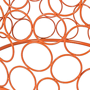 Adeco Home Garden Accents Circle Wired Round Iron Metal Nesting Stool Side End Table Plant Stand, Bubble Pattern, Orange Red, Set of Two