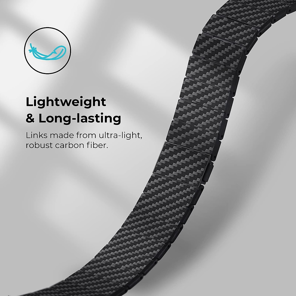 PITAKA Apple Watch Band, 100% Carbon Fiber, Lightweight & Comfortable, Customizable Size, Compatible with Apple Watch Series 8/7/6/SE/5/4/3/2/1