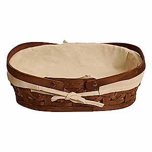 Wald Imports 15" Stained Woodchip w/Cloth Liner Basket, Brown