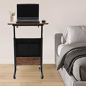 JUOPTGJ Adjustable Height Standing Desk,Adjustable Height Standing Desk,Small Portable Laptop Desk, Rolling Computer Stand with Adjustable Height for Place Your Computer, Laptop, Printer, Books