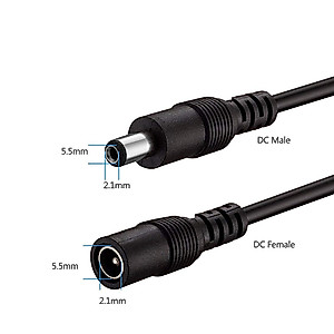 Hiseeu 30ft (10m) DC Power Extension Cable, 5.5mm x 2.1mm, 12V Extension Cord for Security Cameras, IP Camera, Standalone DVR, LED Display, Router, Invoice Printer
