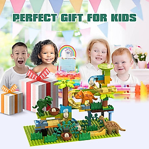 JIXIn Dinosaur Marble Runs for Kids 4-8/Building Blocks Compatible with DUPLO Lego Sets/Toddler Marble Run for Kids Ages 3-5/125 PCS Classic Big Blocks Montessori Learning STEM Toys for Kids Age 3+