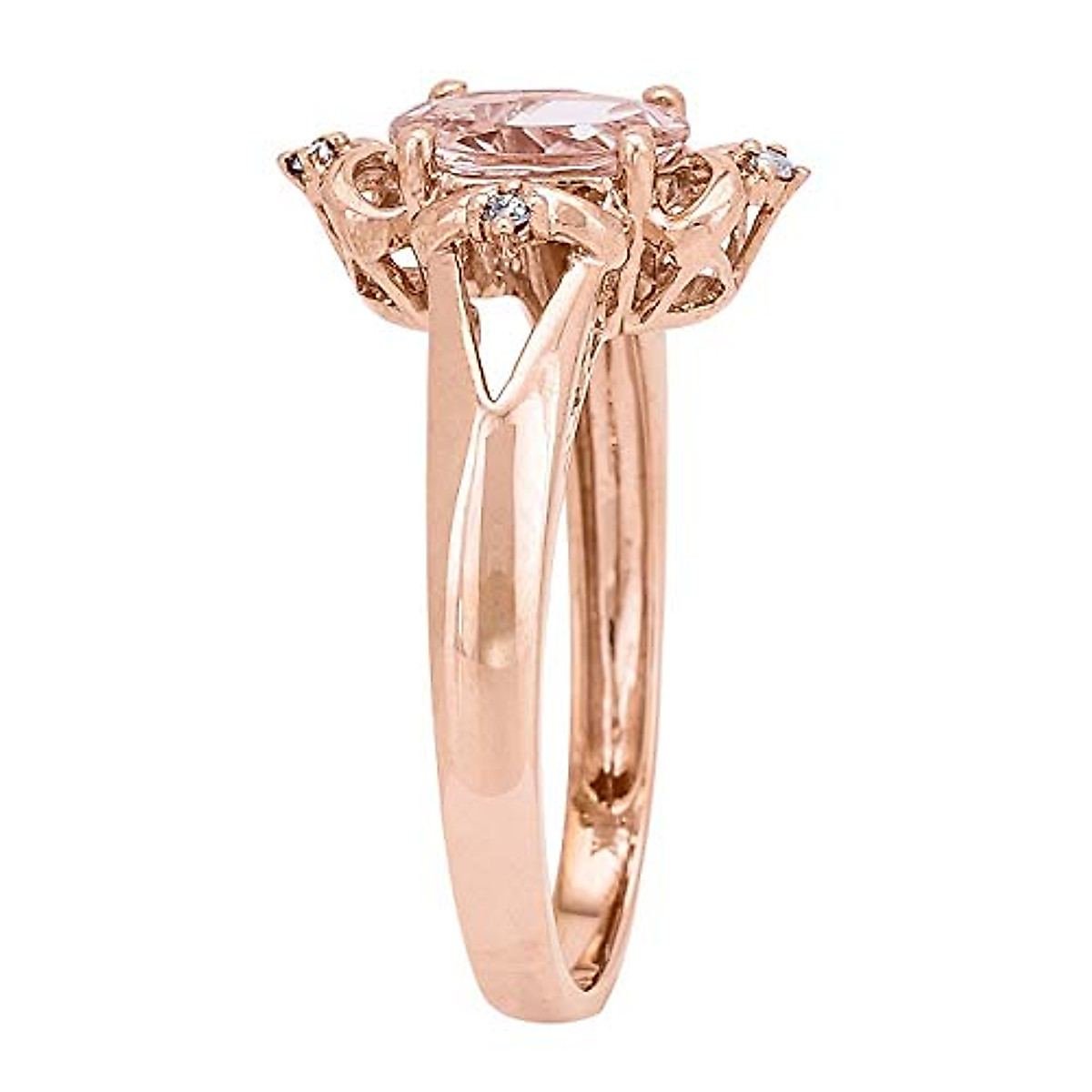 Gin & Grace 10K Rose Gold Natural Diamond & Genuine Morganite Statement Propose Promise Ring for Women