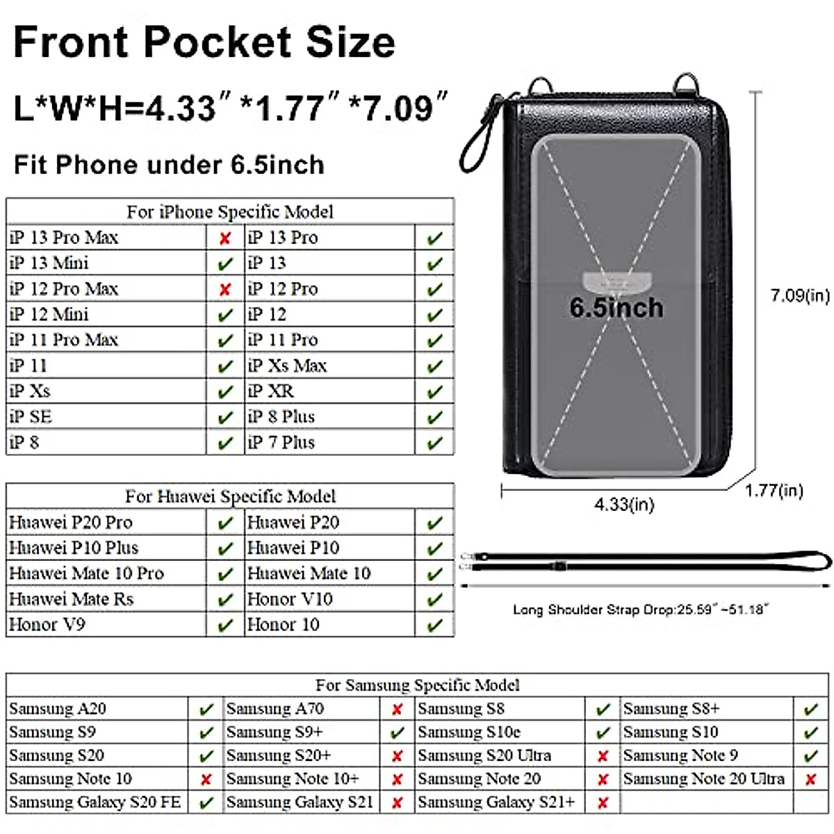 KUKOO Small Crossbody Bag Cell Phone Purse Wallet with Credit Card Slots for Women