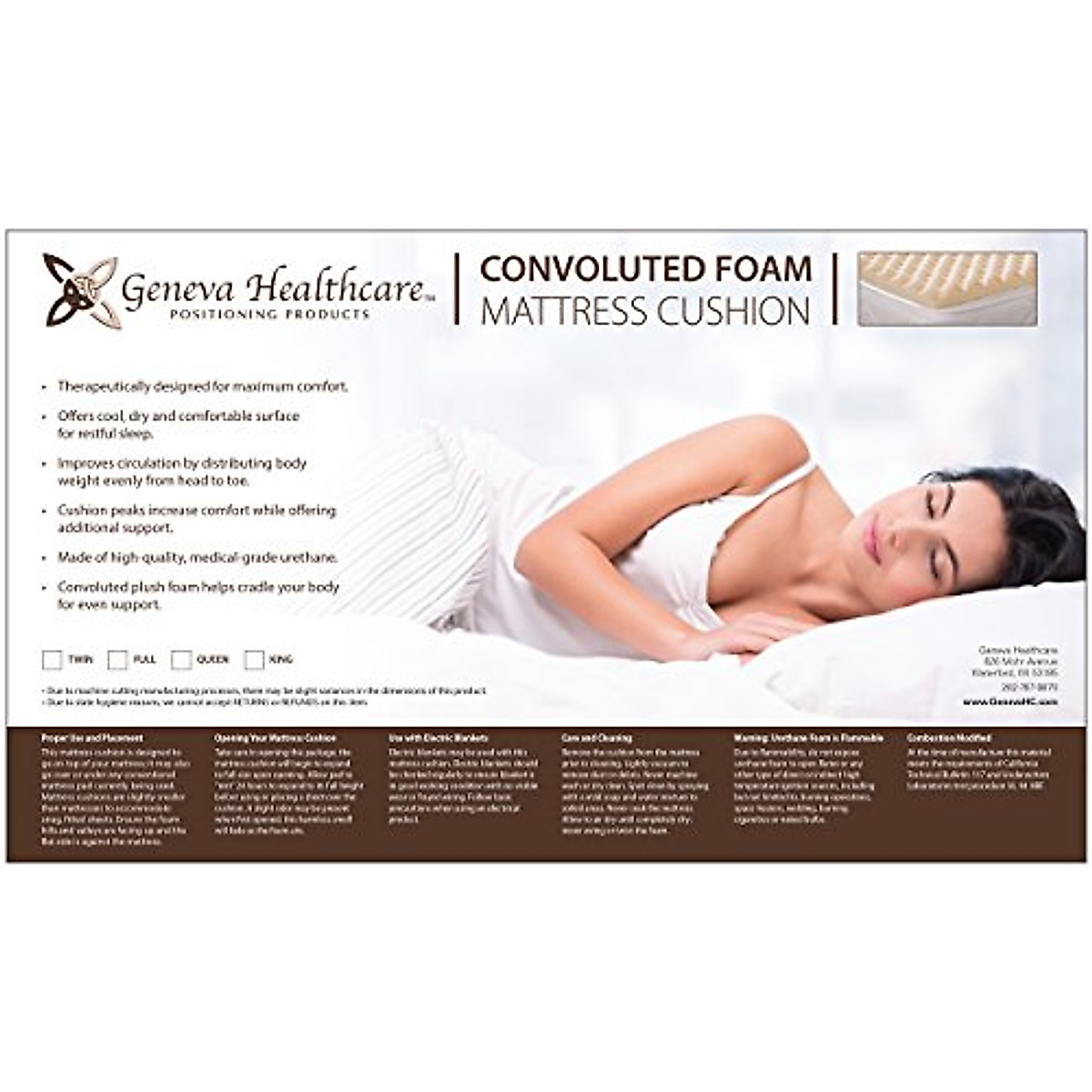 Geneva Healthcare Egg Crate Convoluted Foam Mattress Pad 2" Standard California King Size Topper 2" x 72" x 84"