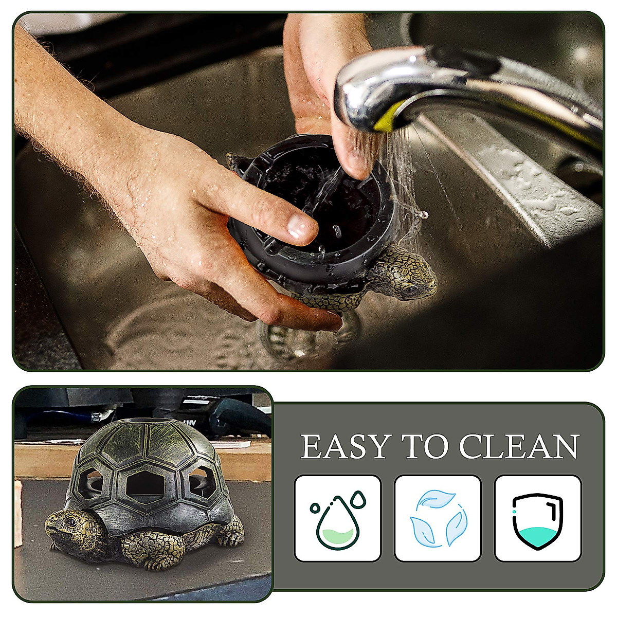 LESES Ashtray for Cigarettes Outdoor Ashtrays with Lid Cute Turtle Ash Tray for Home Office Garden Porch Decor Gift for Dad Father