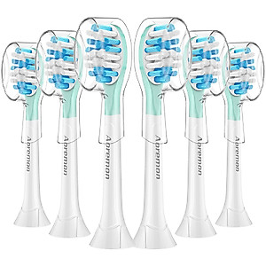 Aoremon Replacement Toothbrush Heads for Philips Sonicare C3 Premium Plaque Control HX9044/65 G3 Premium Gum Care HX9054/65, 6 Brush Heads, White