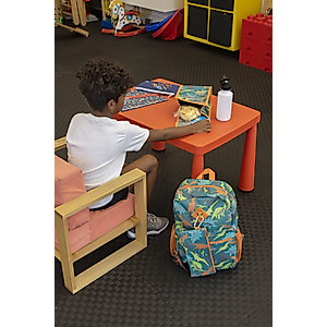 Trail maker Boy's 6 in 1 Backpack With Lunch Bag, Pencil Case, and Accessories (Dueling Dinos)