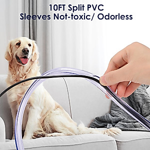 WEDAWN Dog and Cat Cord Protector from Pets No-Chew Solution, Pet Wire Flexible Cable Sleeve 10ft/2mm Thick, 1/2in Diameter Wire Protector Tubing for Cord, Cable Cover for USB Charger,Odorless,2Pack