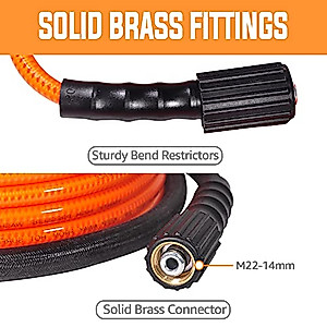 YAMATIC Durable Flexible Pressure Washer Hose, 1/4" X 50 FT, Kink Resistant Power Washer Hose, Fit Most Brand Pressure Washer Replacement Hose, 3200 PSI, Orange