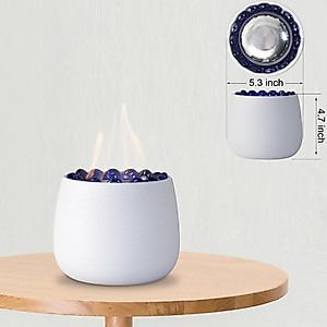 Tabletop Fire Bowl - Fire Pit, Small Alcohol Fireplace for Indoor and Outdoor Use Patio Decor White