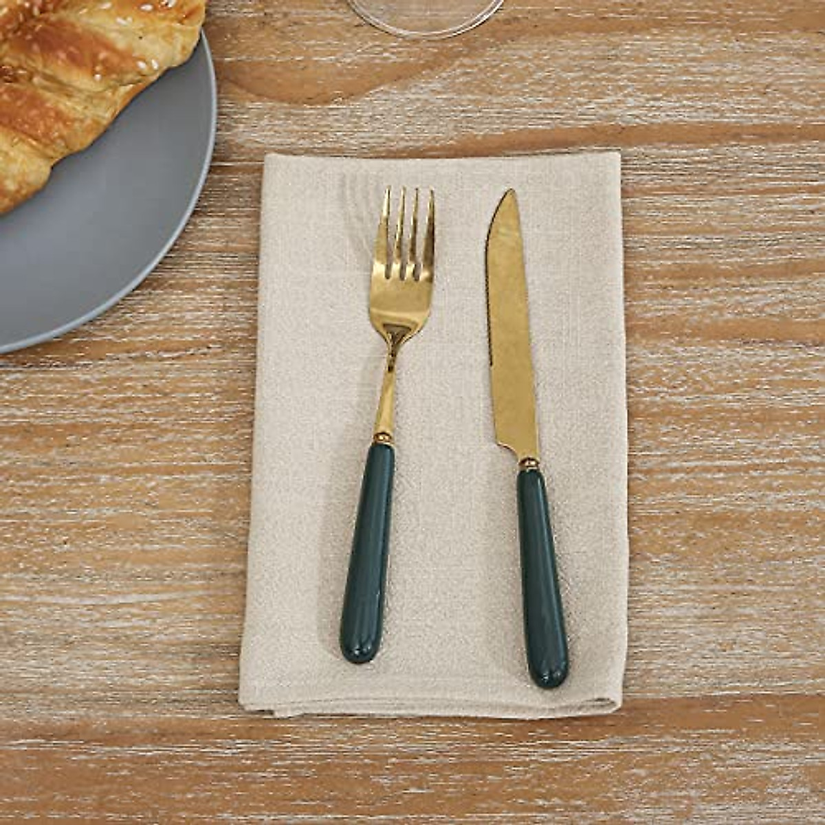 Rustic Natural Washable Cotton Linen Napkin Set, Soft Comfortable and Reusable Linen Dinner Napkins Cloth for Wedding Celebration and Party Decor, Set of 6, Beige