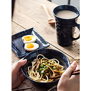 Colias Wing 14 OZ Dragonfly Pattern Design Ceramic Tea Cup Coffee Espresso Mug Travel Mug-Dark Blue