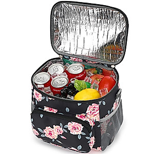 TOPERIN Lunch Box Insulated Lunch Bag for Women Lunch Tote Bag Floral Black 1
