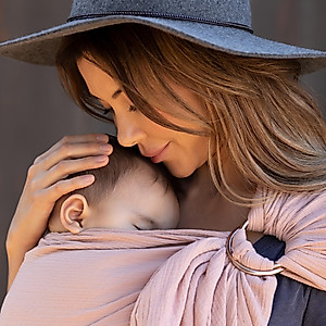 Moby Ring Sling Wrap Carrier | Hands-Free, Versatile Support Wrap for Mothers, Fathers, and Caregivers | Breathable, Baby Wrap Carrier for Newborns, Infants & Toddlers | Supports 8-30 lbs | Rose