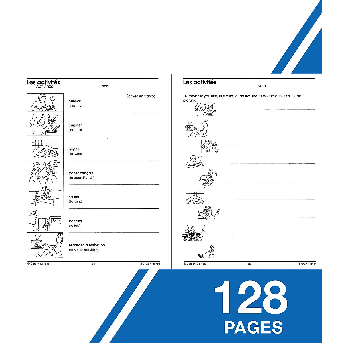 The 100+ Series: French Workbook, Grades 6-12 French Book Covering Alphabet Letters, Numbers, and Vocabulary, French Language Learning Reproducible Activities, Classroom or Homeschool Curriculum