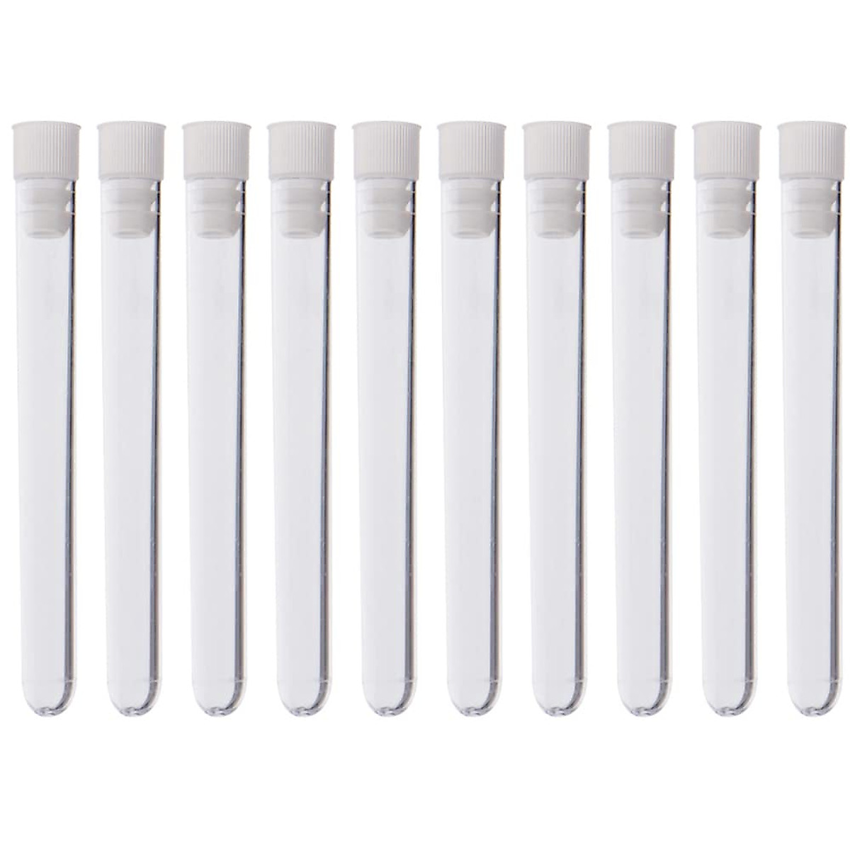 10Pcs 12x100mm 8ml Test Tubes with Blue Caps Clear Plastic Test Tubes Set for Halloween, Christamas, Scientific Themed Kids Birthday Party Supplies, Daily Storage Home Storage Box Sealed Bottle