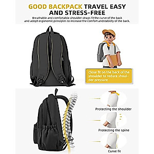 Lightweight School Backpack for Women Men, Black Laptop Travel Casual Daypack College Secondary School Bags Bookbag for Teenage Girls Boys