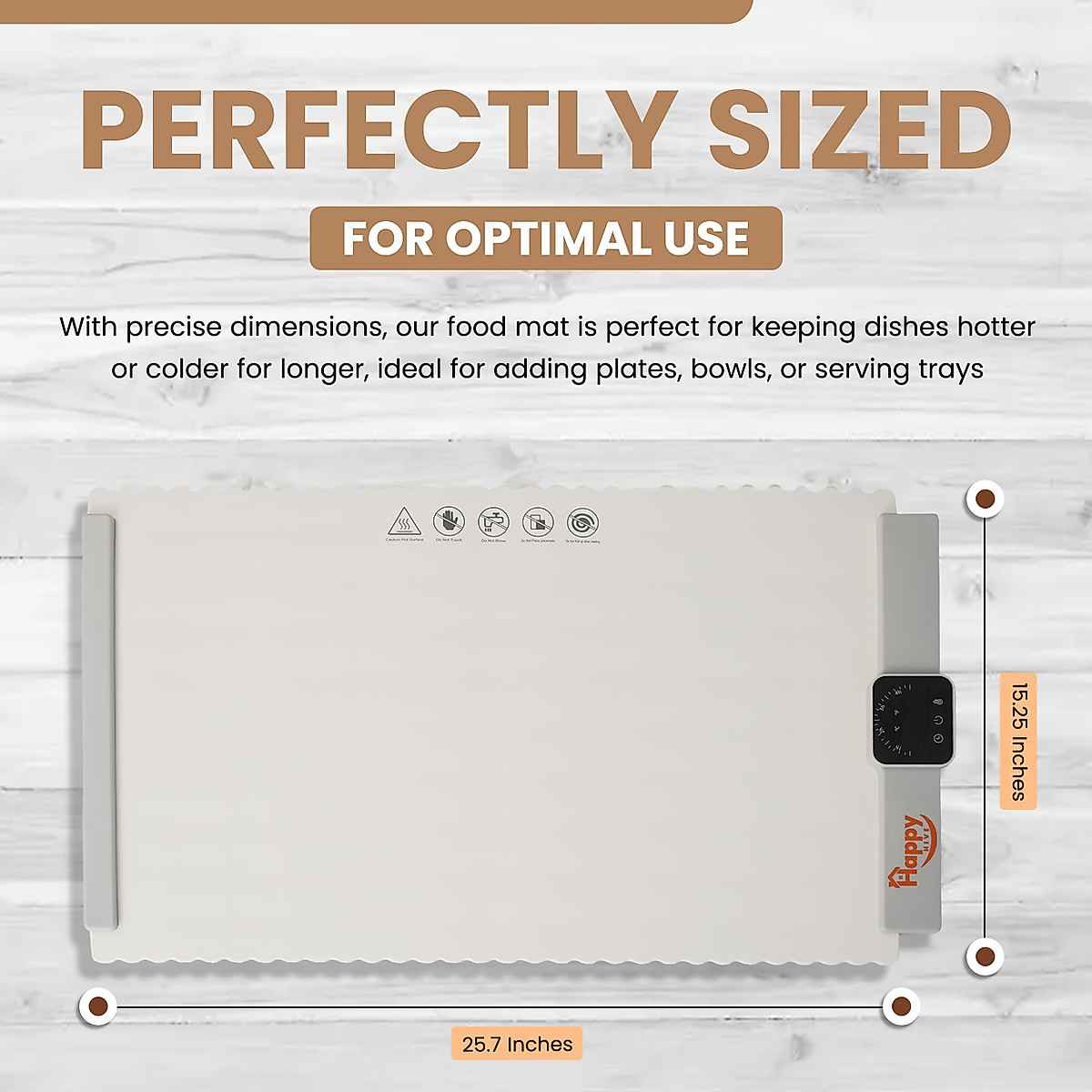 Happy Hive Food Warming Mat - Electric Heating Pad for Keeping Meals Warm - Foldable Mat - Easy to Clean - Food Warmer for Buffet, Restaurants, House Parties - Adjustable Temperature (Beige)