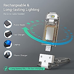 DEWENWILS USB Rechargeable Book Reading Light, Warm White, Brightness Adjustable for Eye-Protection, LED Clip on Book Lights, Portable Bookmark Light for Reading in Bed, Car (White)