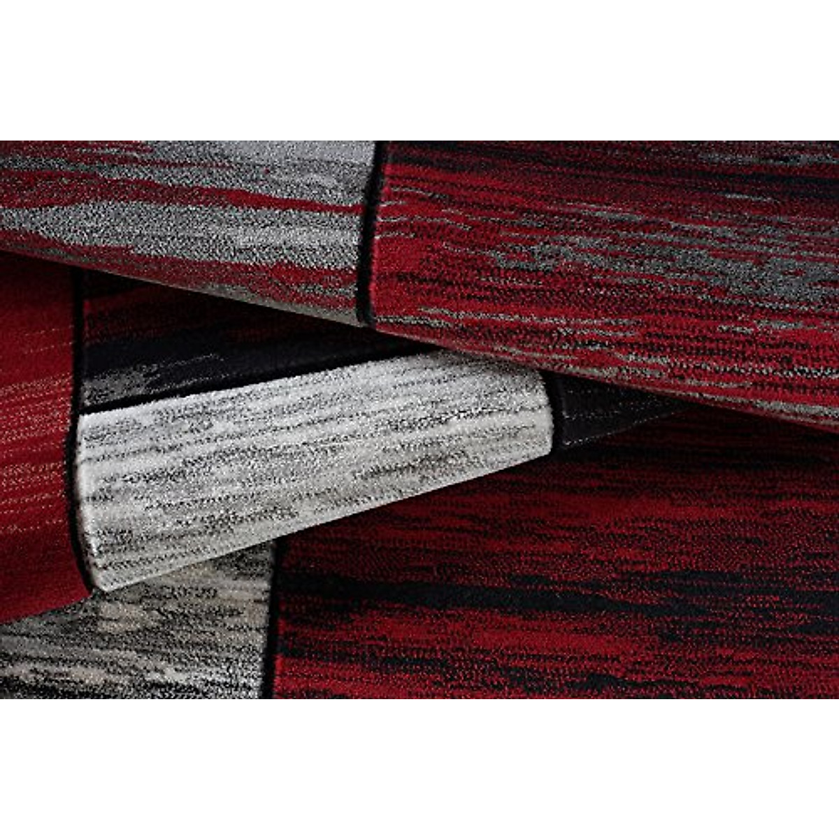 Ladole Rugs Geometric Design Contemporary Modern Copper Currant Area Rug - Amazing Carpet for Living Room, Bedroom, Kitchen, and Office - Red and Grey, 5x8(5'2" x 7'5", 160cm x 230cm)