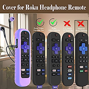 3Pack Case for Roku Headphone Remote, Battery Cover for Roku Voice Pro Remote, Rechargeable Control with Headphone Jack Silicone Sleeve Skin Glow in The Dark