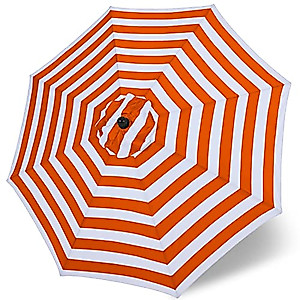 MASTERCANOPY Patio Umbrella 9 ft Replacement Canopy for 8 Ribs-Orange&White