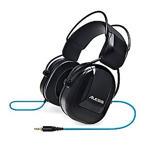 Alesis DRP100 - Audio-Isolation Electronic Drums Headphones for Monitoring, Practice or Stage Use with 1/4" Adapter and Protective Bag, Black