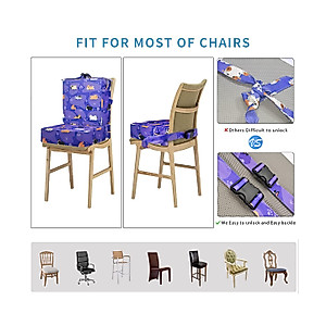 Toddler Booster Seat for Dining Table, KIDUN Portable Dining Chair Heightening Cushion, Washable Adjustable Booster Chair Increasing Cushion for Kids with Safety Buckles and Non-Slip. (Purple)