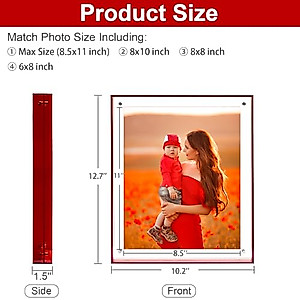 MFoffice 8.5x11 Picture Frame, Stunning Color Acrylic Photo Frame, Use as 8.5x11, 8x10, 8x8, 6x8 Picture Frame and Acrylic Tray, Horizontal and Vertical Formats for Tabletop Display, Red, 1Pack