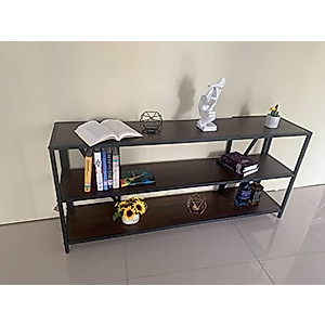 Industrial Bookshelf 3 Shelf Bookcase,Rustic Farmhouse Book Shelves,Solid Wood Three Tier Open Bookcase ,Industrial Wood and Black Metal Bookshelves, Industrial Bookshelf for Living Room Home Office