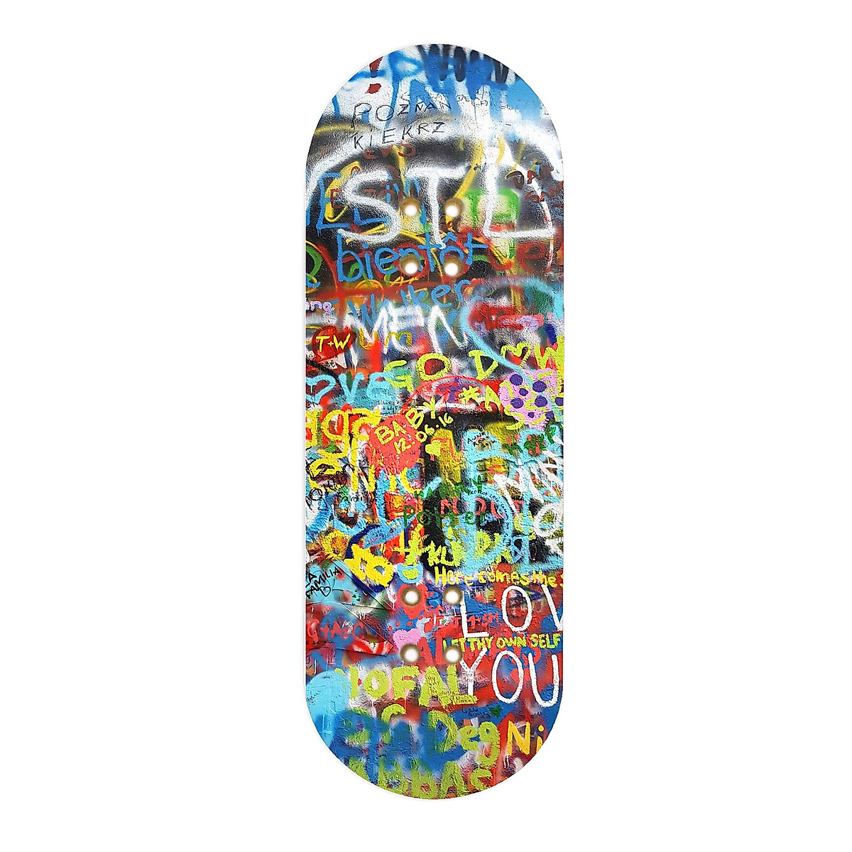Teak Tuning Fingerboard Deck Graphic, Graffiti Wall - Adhesive Graphics to Customize Your 32mm - 110mm Long, 35mm Wide, 0.2mm Thick - Waterproof Vinyl - Includes Mini File