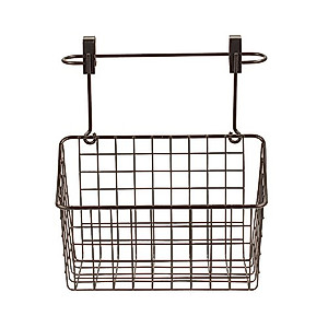 Spectrum Diversified Duo Towel Bar & Medium Basket No Installation 2-in-1 Cabinet Basket & Towel Bar, Under Sink Rustic Farmhouse Storage & Organization, Bronze