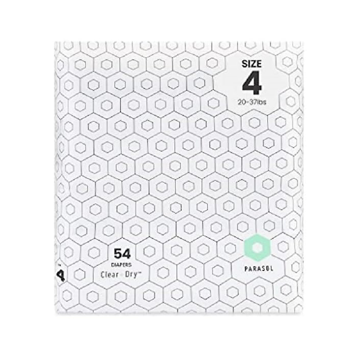PARASOL Clear+Dry Disposable Diapers | RashShield Protection, Leakproof Design, Hypoallergenic Diaper Set | Size 4 (20-37 lbs) 54 Count