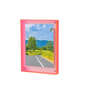 Sarkoyar Modern Acrylic Frame Unique Color Photo Frame Acrylic Photo Frame Vibrant Floating Picture Frame for Gallery Home Office Decoration Rose Red 16cm