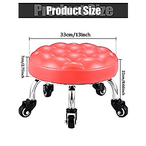 Lorvain Low Rolling Stool with Wheels, Roller Seat Short Stool with Universal Swivel Caster Wheels Leather Little Low Small Stools on Wheels for Home Garage to sit on- Mesh Red