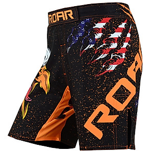 ROAR MMA Boxing Shorts Mixed Martial Art Muay Thai BJJ Grappling Fighting (X-Large, American-Eagle)