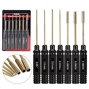 INJORA 7 PCS RC Hex Screw Driver Nut Driver & Phillips Screwdriver Tool Set, RC Car Repair Tool Kit, Allen Wrenches Sets, Socket Driver For 1/18 1/24 RC Mini Crawler Car SCX24 TRX4M FCX24