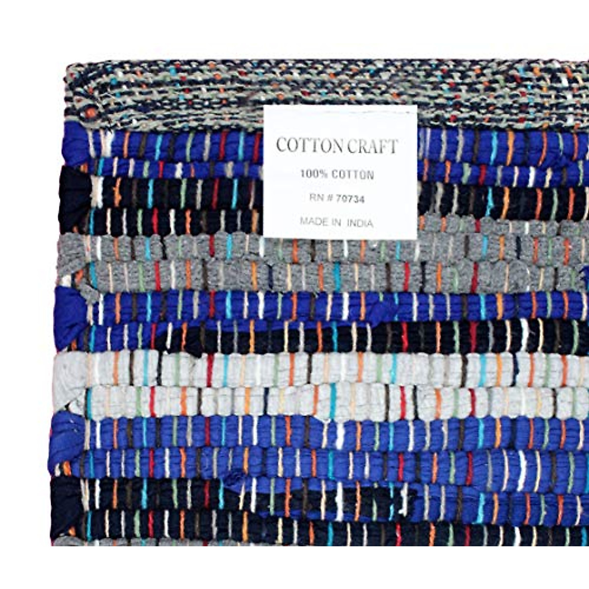 COTTON CRAFT Cotton Chindi Rag Rug - 2 Pack - Boho Farmhouse Rustic Area Accent Throw Rug - Handwoven Reversible Natural Recycled Yarn - Living Room Den Study Home Décor Gift -20 x 32 in - Multi Color