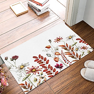 Door Mat for Bedroom Decor, Fall Eucalyptus Leaves Seasonal Fall Harvest Thanksgiving Floor Mats, Absorbent Rugs for Living Room, Non-Slip Bathroom Rugs Home Decor Kitchen Mat Area Rug 18x30 Inch