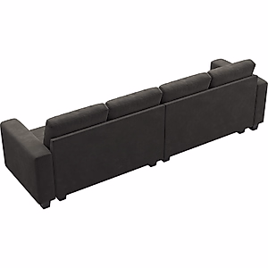 Belffin Velvet Modular 4 Seat Sofa Couch Sectional 4-seat Sofa Couch for Living Room Grey