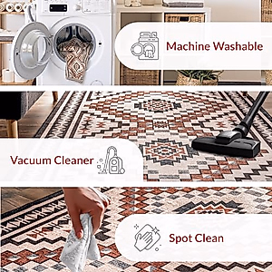 nuLOOM 5' x 8' SpinClean Machine Washable Stain-Resistant Area Rug with Non Slip Backing, Low Profile for Living Room, Bedroom, and Dining Room, Leighton Beige