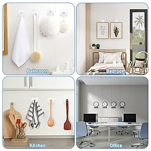 Dimeho 20Pcs Heavy Duty Single Nail Free Picture Hangers without Nails Adhesive Hooks Wall Hangers No Damage Wall Hooks Hanging Reusable Screw Free Sticker for Kitchen Bathroom Home Office Key