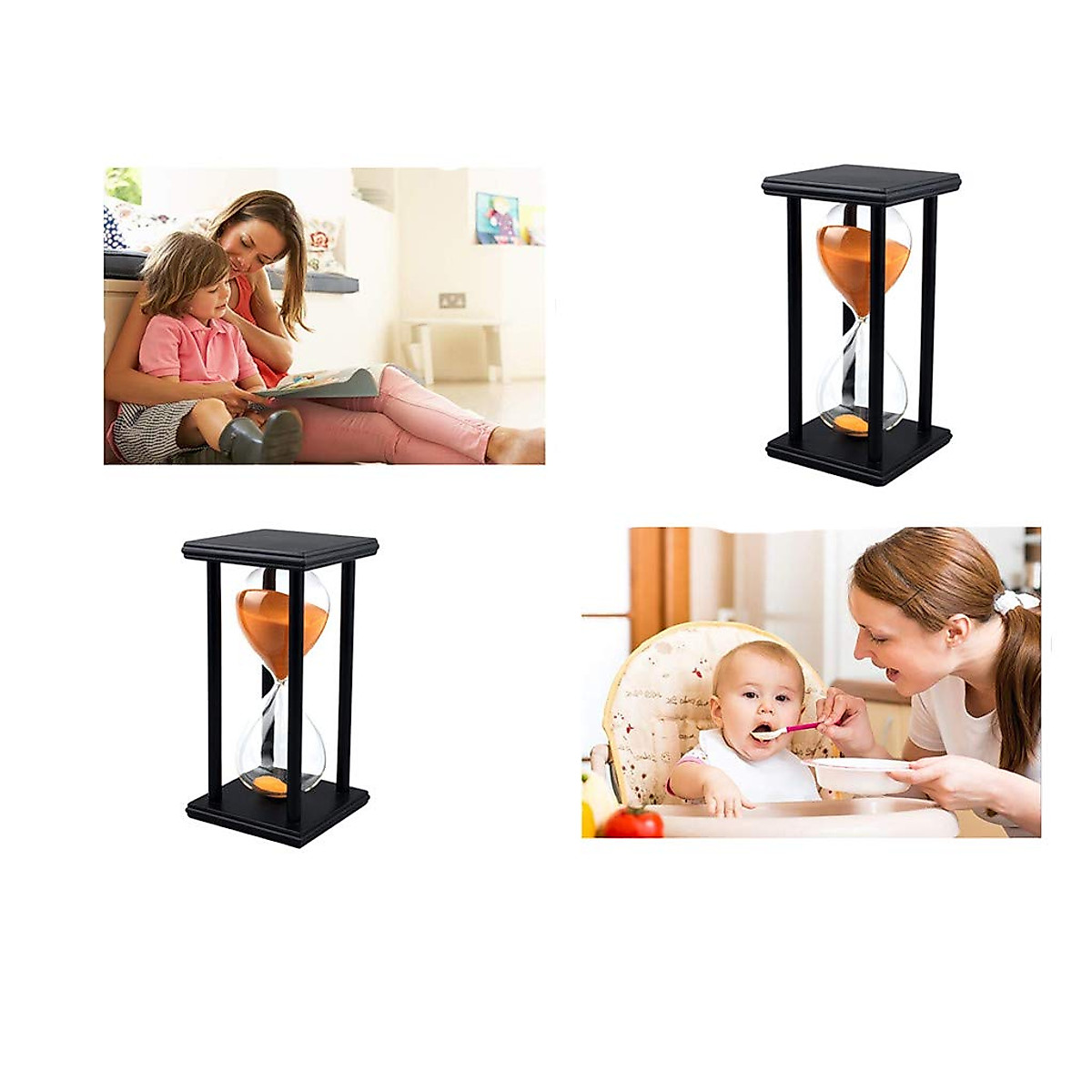 Sandglass 30 Minutes Timer Hourglass for Ornament Decoration Restaurant Living Room Home Closet Office Desk Bedroom Party Festival Christmas Wooden Frame Sand Timer Clock Orange